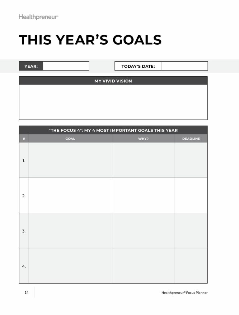 Focus Planner – Healthpreneur
