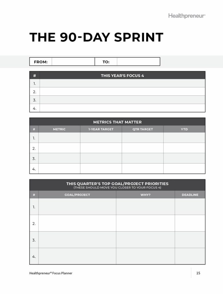 Focus Planner – Healthpreneur
