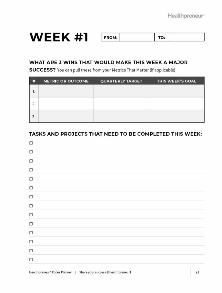 Focus Planner – Healthpreneur