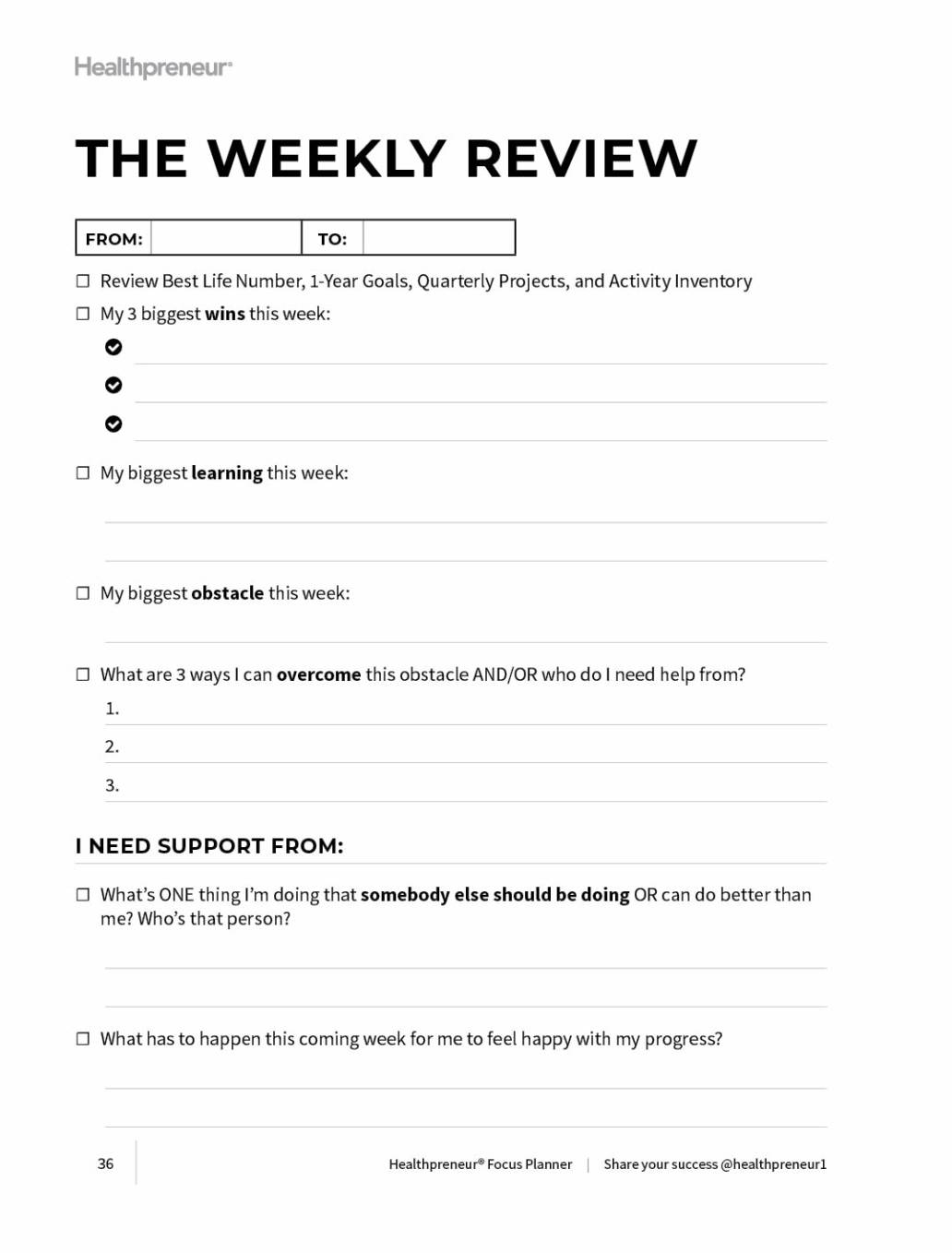 Focus Planner – Healthpreneur